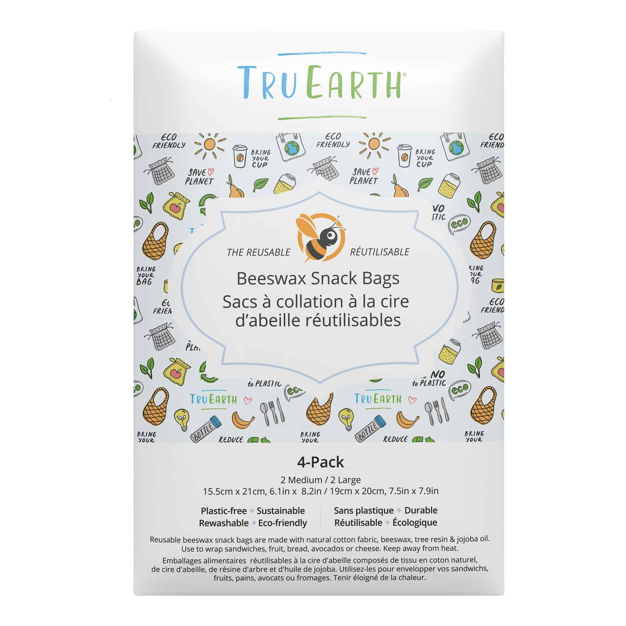 Tru Earth Beeswax Snack Bags 4 Pack - 2 Medium, 2 Large – Tru Earth AU & NZ